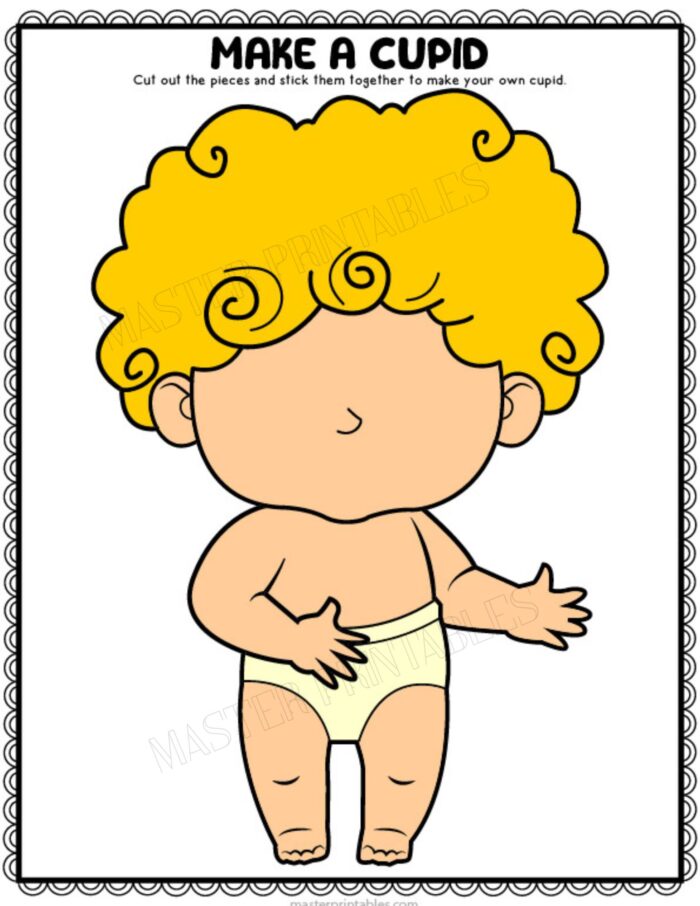 Make a Cupid Cut and Paste Craft Printable Set - Master Printables